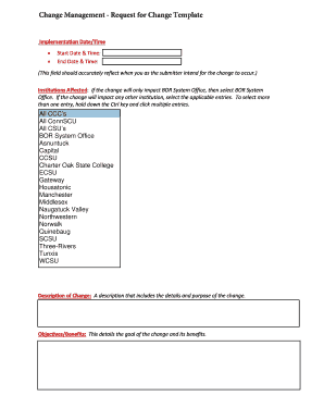 Fillable Online Change Management - Request for Change Template Fax ...