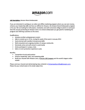 Fillable Online Job Description: Amazon Brand Ambassador Fax Email ...