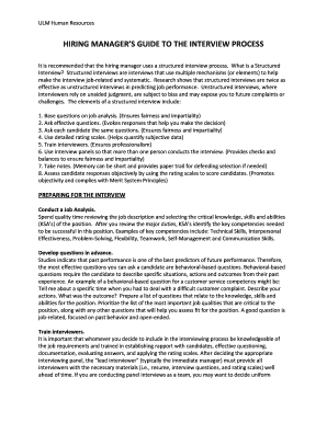 Fillable Online HIRING MANAGERS GUIDE TO THE INTERVIEW PROCESS Fax ...