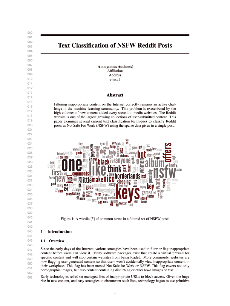 Fillable Online Text Classification of NSFW Reddit Posts Fax Email Print - pdfFiller