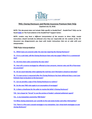 Fillable Online TRID, Closing Disclosure and Florida Insurance Premium ...