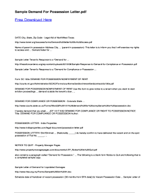 Fillable Online Sample Demand For Possession Letter Fax Email Print ...