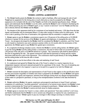Fillable Online VESSEL LISTING AGREEMENT Fax Email Print - pdfFiller