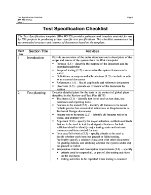 Fillable Online Test Specification Checklist Fax Email Print - pdfFiller