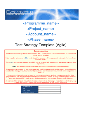 Fillable Online Test Strategy Template (Agile) Fax Email Print - pdfFiller