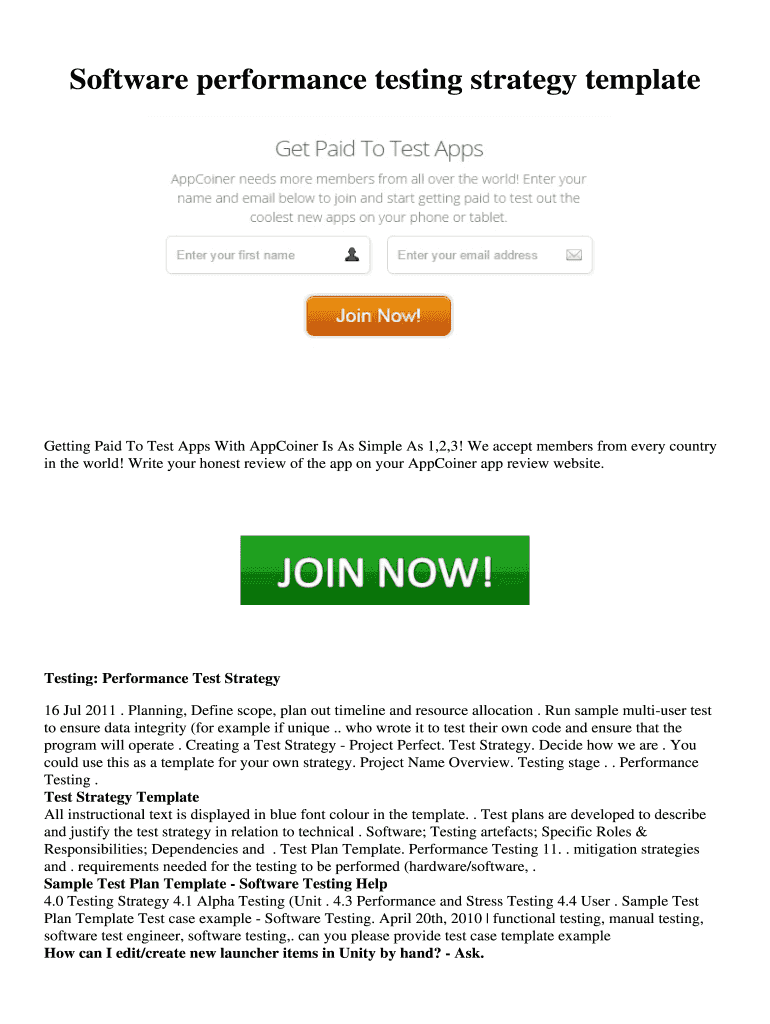 Fillable Online Software performance testing strategy template Fax ...