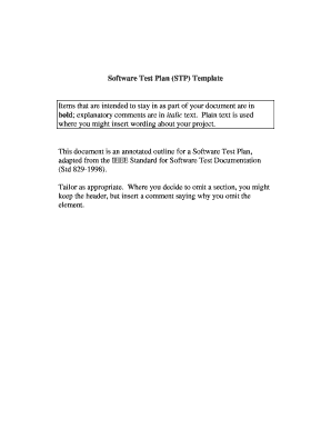 Fillable Online Software Test Plan (STP) Template Fax Email Print ...