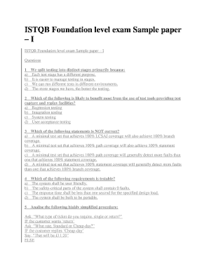 Fillable Online ISTQB Foundation level exam Sample paper Fax Email ...