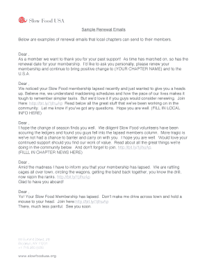 Fillable Online Sample Renewal Emails Fax Email Print - pdfFiller