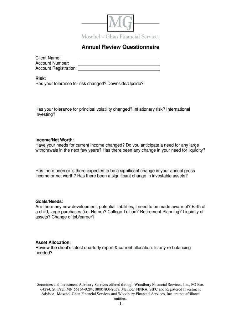 Fillable Online Annual Review Questionnaire Fax Email Print - pdfFiller