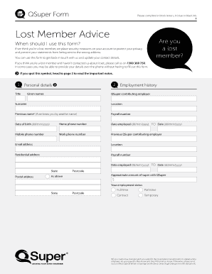 Fillable Online Lost Member Advice Fax Email Print - pdfFiller