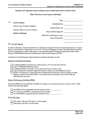 Fillable Online Request for Authorization to Proceed with Construction ...