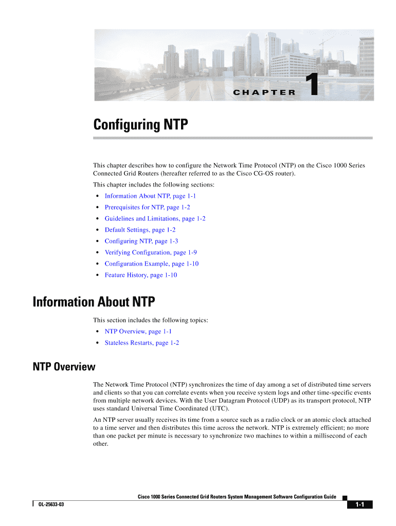 Fillable Online This chapter describes how to configure the Network Time Protocol (NTP) on the ...