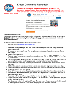 Fillable Online Kroger Community Rewards Fax Email Print - pdfFiller