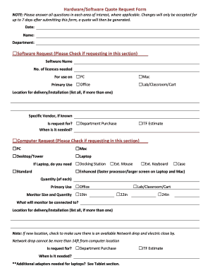 Fillable Online Hardware/Software Quote Request Form Fax Email Print ...