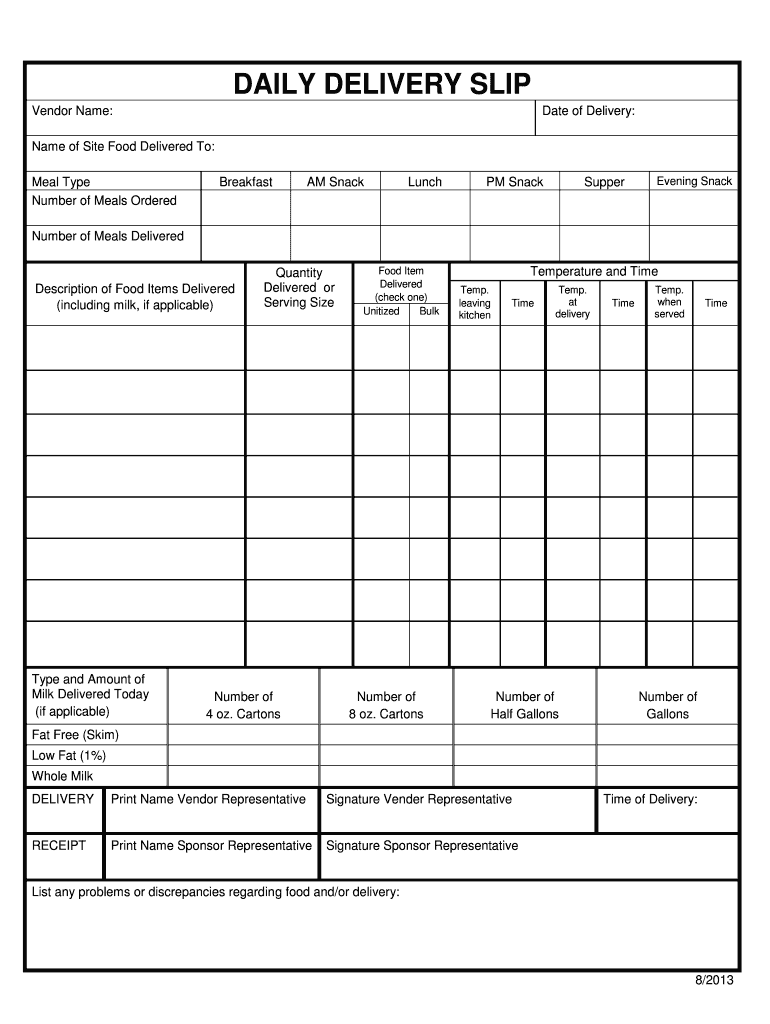 Fillable Online DAILY DELIVERY SLIP Fax Email Print - pdfFiller