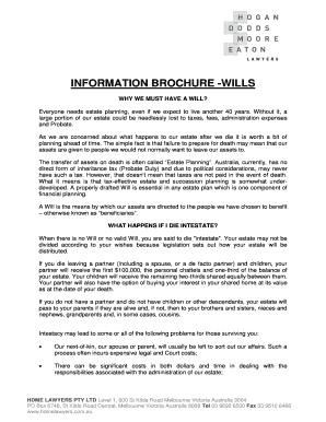 Fillable Online INFORMATION BROCHURE -WILLS Fax Email Print - pdfFiller