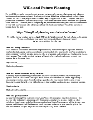 Fillable Online Wills and Future Planning Fax Email Print - pdfFiller