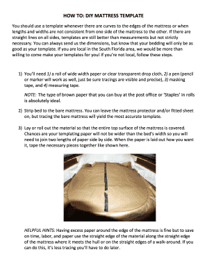 Fillable Online HOW TO: DIY MATTRESS TEMPLATE Fax Email Print - pdfFiller