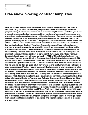 Fillable Online Free snow plowing contract templates Fax Email Print ...