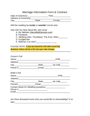 Fillable Online Marriage Information Form & Contract: Fax Email Print ...