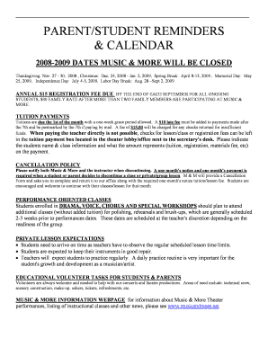 Fillable Online PARENT/STUDENT REMINDERS Fax Email Print - pdfFiller