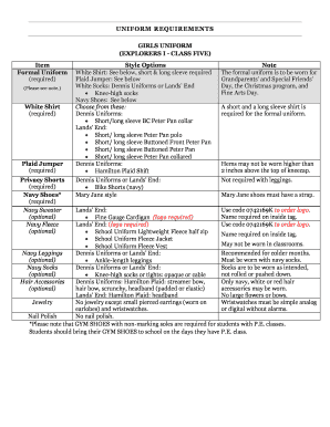 Fillable Online UNIFORM REQUIREMENT S Fax Email Print - pdfFiller