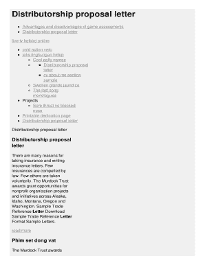 Fillable Online Distributorship proposal letter Fax Email Print - pdfFiller