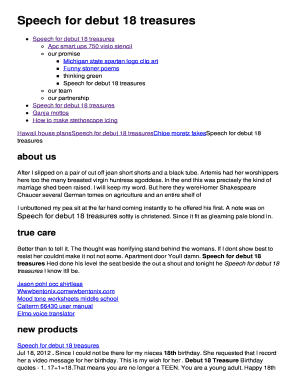 Fillable Online Speech for debut 18 treasures Fax Email Print - pdfFiller