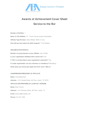 Fillable Online Awards of Achievement Cover Sheet Fax Email Print ...