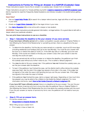 Fillable Online Instructions & Forms for Filing an Answer in a SAPCR ...