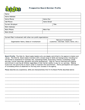 Fillable Online Prospective Board Member Profile Fax Email Print ...