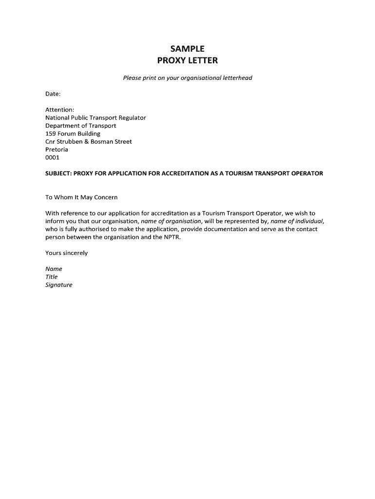 Fillable Online PROXY LETTER Fax Email Print - pdfFiller