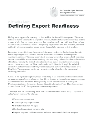 Fillable Online The Center for Export Readiness Fax Email Print - pdfFiller