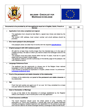 Fillable Online BELGIUM - CHECKLIST FOR Fax Email Print - pdfFiller