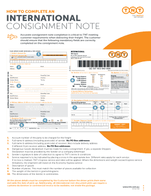 Fillable Online CONSIGNMENT NOTE Fax Email Print - pdfFiller