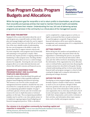 Fillable Online True Program Costs: Program Fax Email Print - pdfFiller
