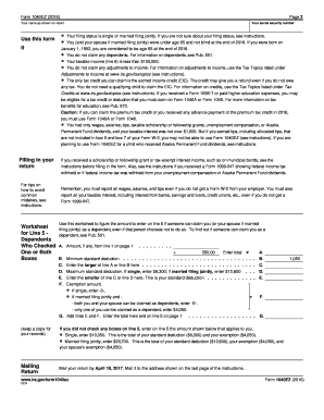 Fillable Online Form 1040EZ (2016) Fax Email Print - pdfFiller