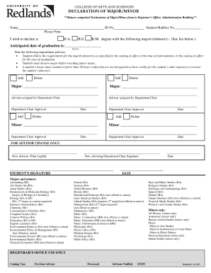 Fillable Online DECLARATION OF MAJOR/MINOR Fax Email Print - pdfFiller