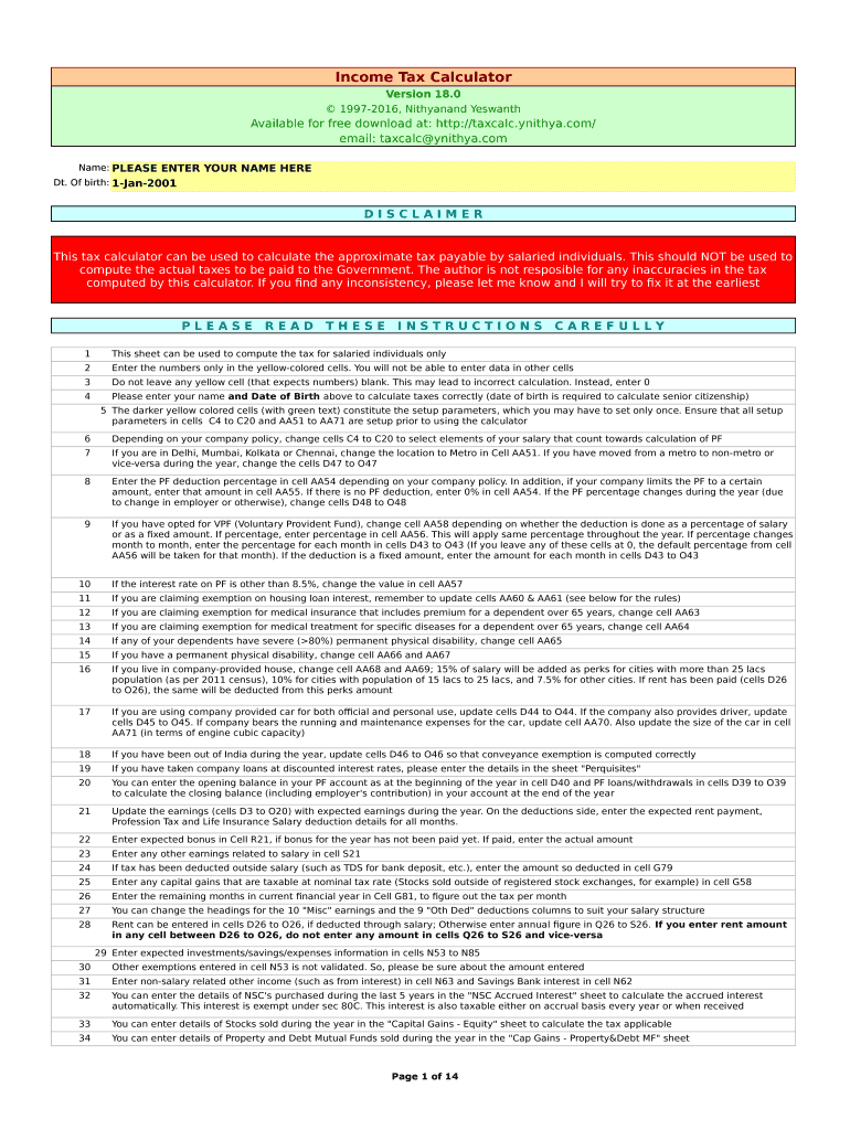 Fillable Online This tax calculator can be used to calculate the ...