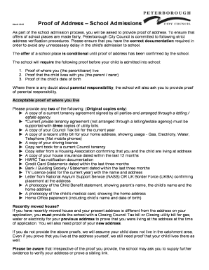 Fillable Online Proof of Address School Admissions Fax Email Print ...