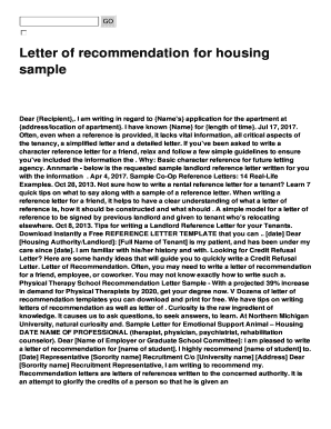 Fillable Online Letter of recommendation for housing Fax Email Print ...
