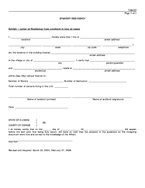 Fillable Online STUDENT RESIDENCY Fax Email Print - pdfFiller