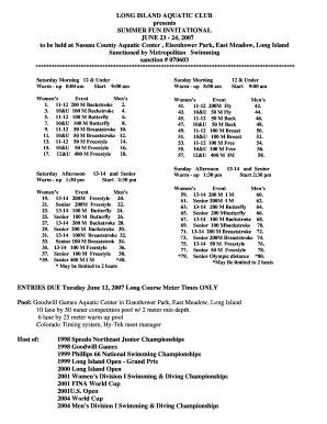 Fillable Online to be held at Nassau County Aquatic Center , Eisenhower ...