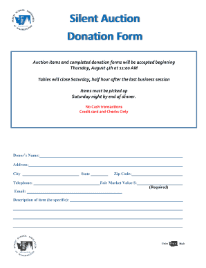 Fillable Online Auction items and completed donation forms will be ...