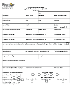 Fillable Online Thank you for your interest in becoming a volunteer at ...