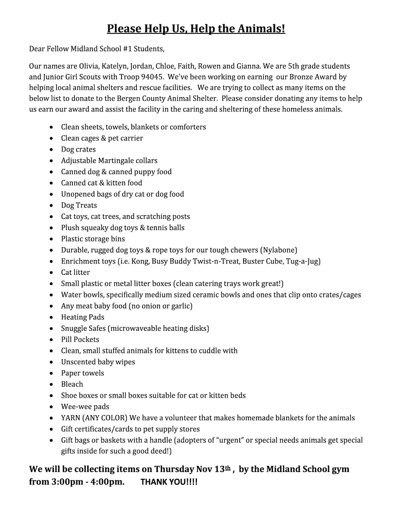 Fillable Online Please Help Us, Help the Animals Fax Email Print - pdfFiller