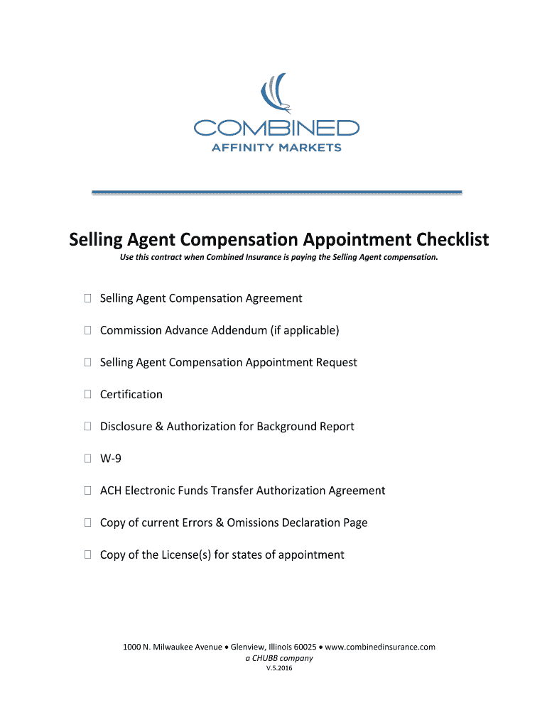 Fillable Online Selling Agent Compensation Appointment Checklist Fax Email Print - pdfFiller