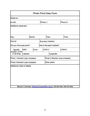 Fillable Online wdfw wa Photo Point Data Form Fax Email Print - pdfFiller