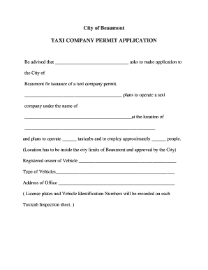 Fillable Online TAXI COMPANY PERMIT APPLICATION Fax Email Print - pdfFiller